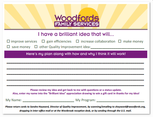 Idea for Quality Improvement - Woodfords Family ServicesWoodfords ...